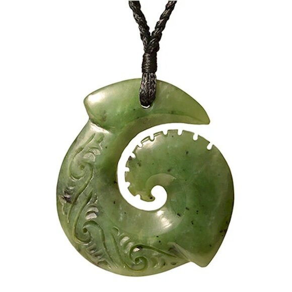 Maori Hand Carved | Jewelry | Nz Greenstone Engraved Hook Pendant Hand ...